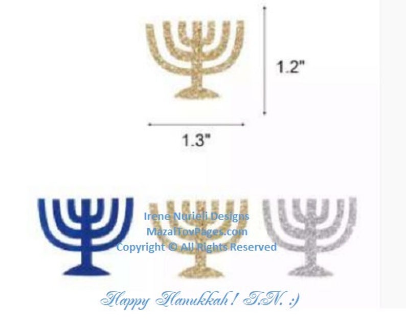 Jumbo Glitter Confetti Decoration Hanukah Stars Dreidels Menorahs Blue ...