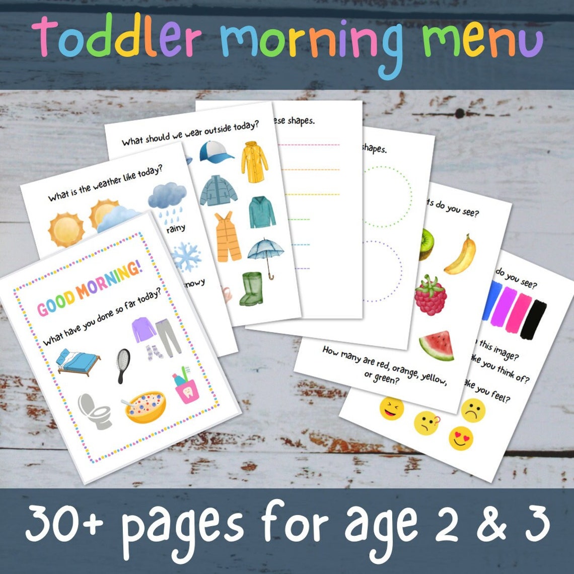 Toddler Morning Menu, Printable Morning Activities for 2 & 3-year-olds ...