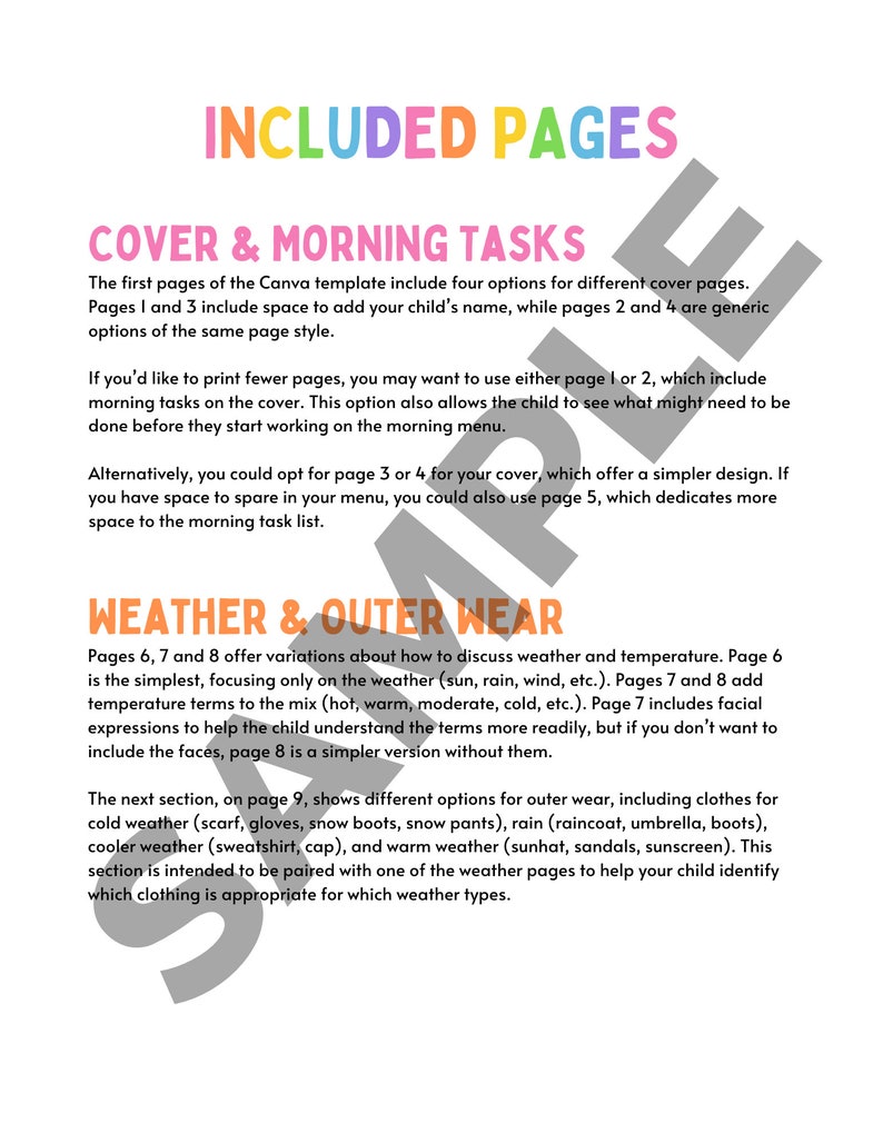 Toddler Morning Menu, Printable Morning Activities for 2 & 3-year-olds ...