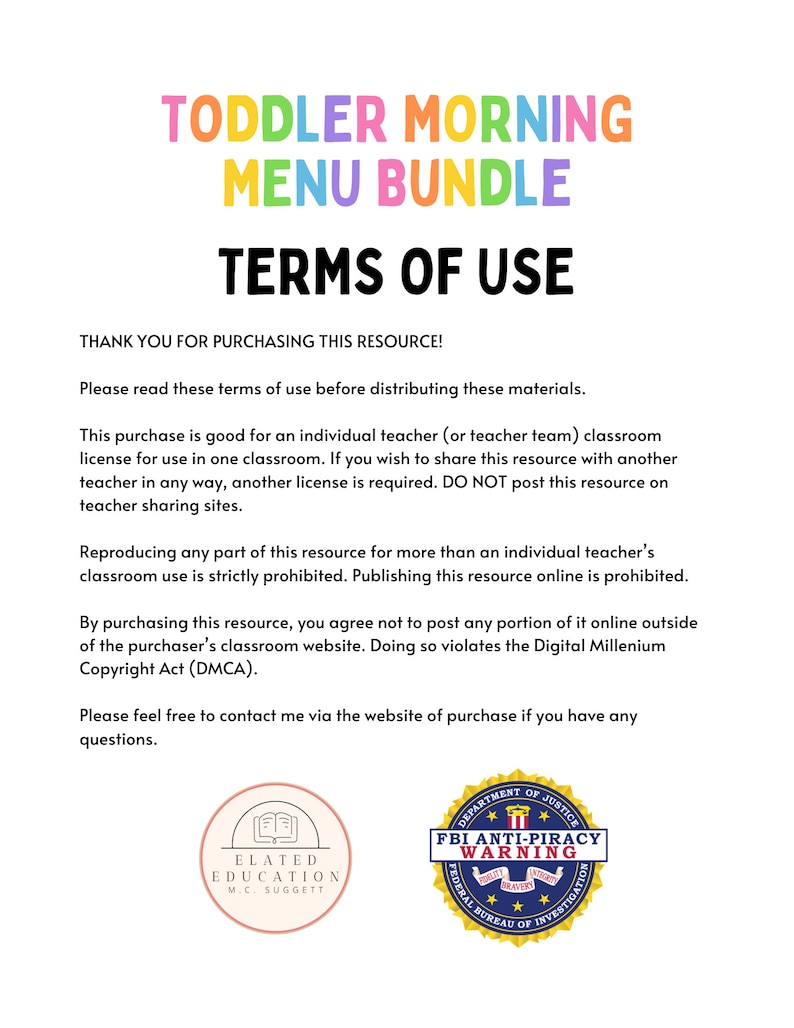 Toddler Morning Menu, Printable Morning Activities for 2 & 3-year-olds ...