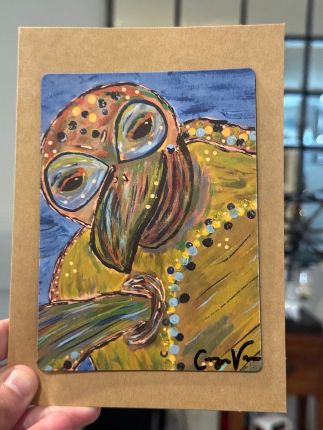 Magnetic Print Note Card Tipsy Sea Turtle - Etsy