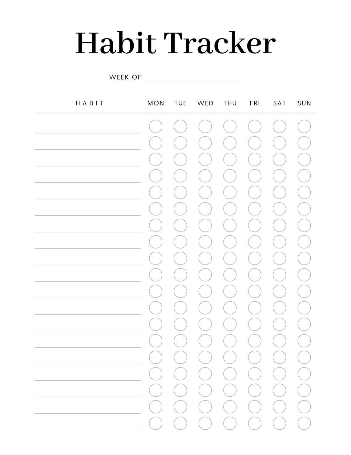 Weekly Habit Tracker Printable | Habit Tracker Template | Routine ...