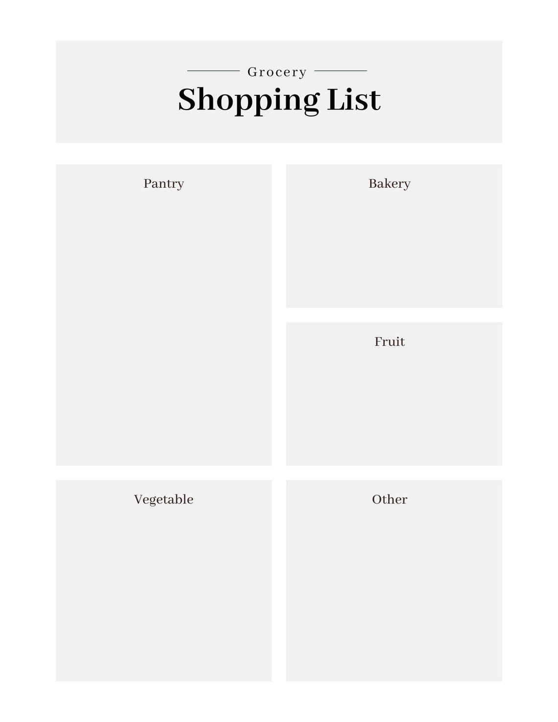Grocery List Printable Template | Grocery Planner | Food Shopping List ...