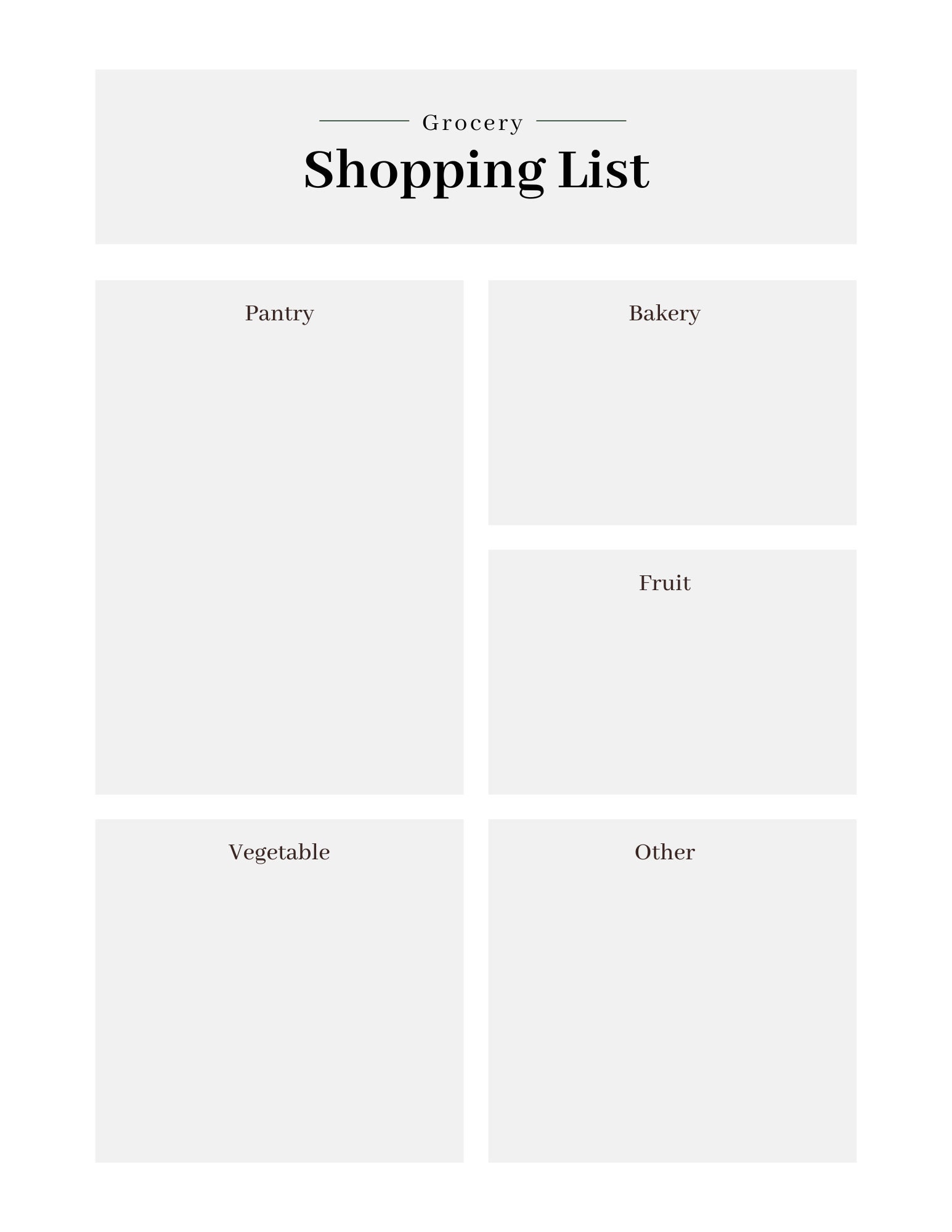 Grocery List Printable Template | Grocery Planner | Food Shopping List ...