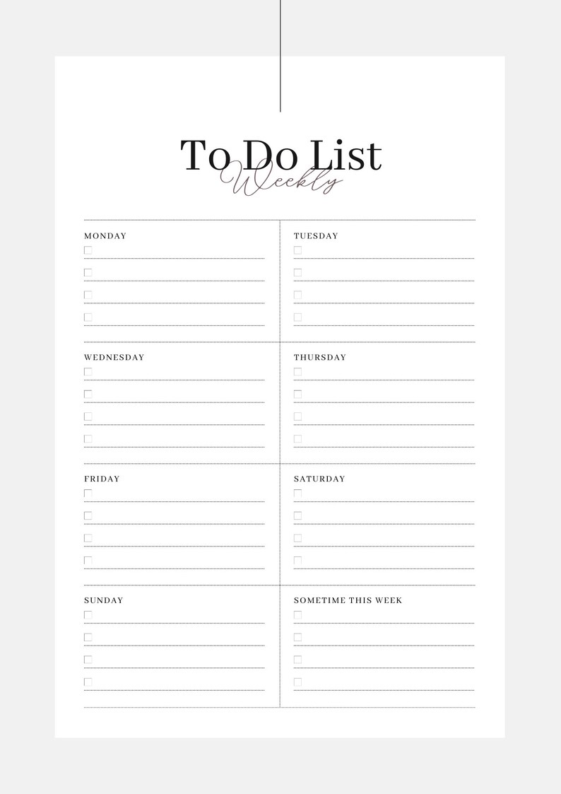Weekly to Do List Printable | Weekly Task List Template | Weekly ...