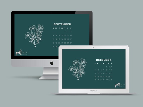 Minimalist Floral Desktop Wallpaper Calendar Desktop - Etsy