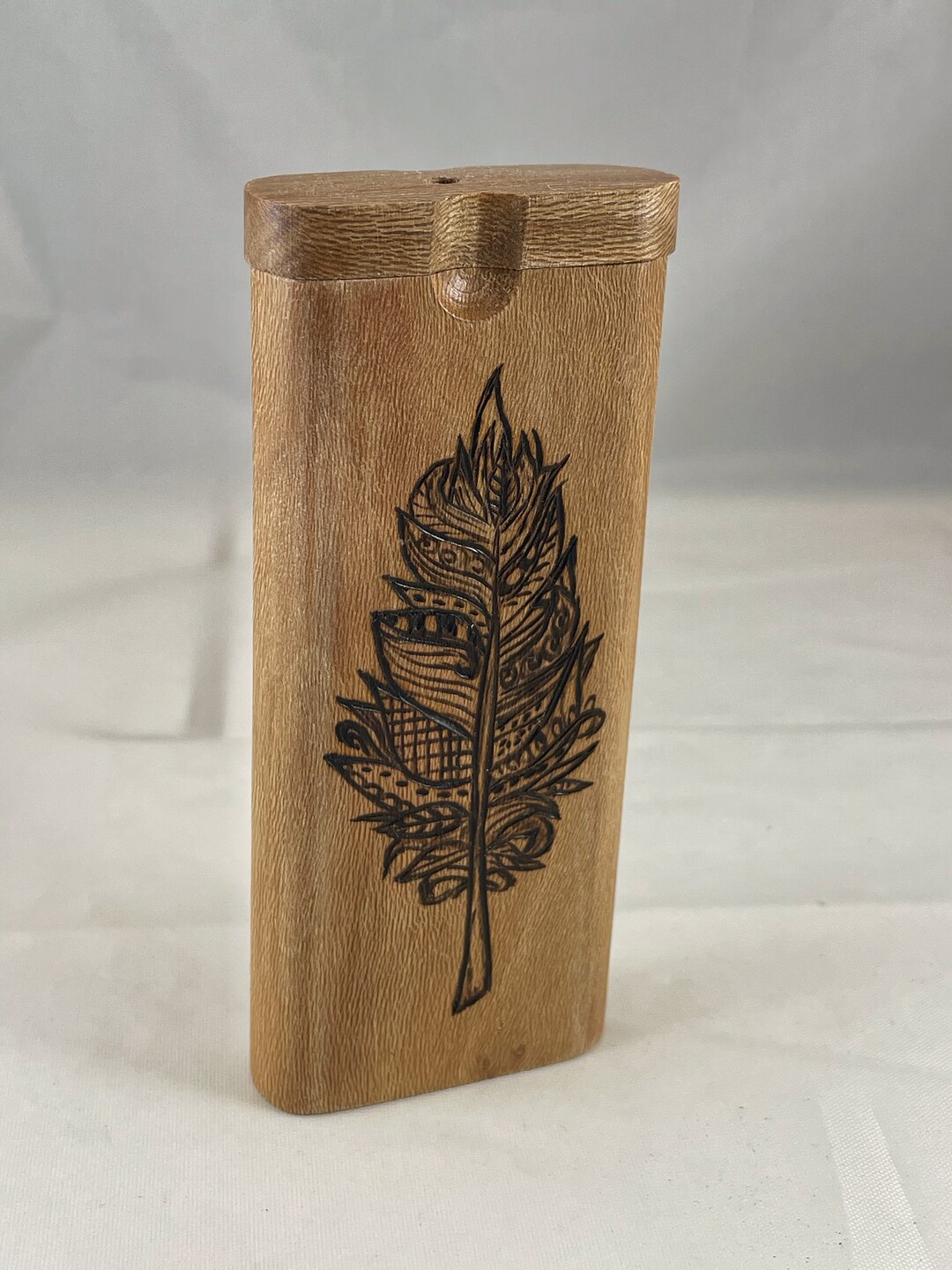 Feather Mandala Wood Burned Hitter Box | Pyrography Wood Burning Art ...