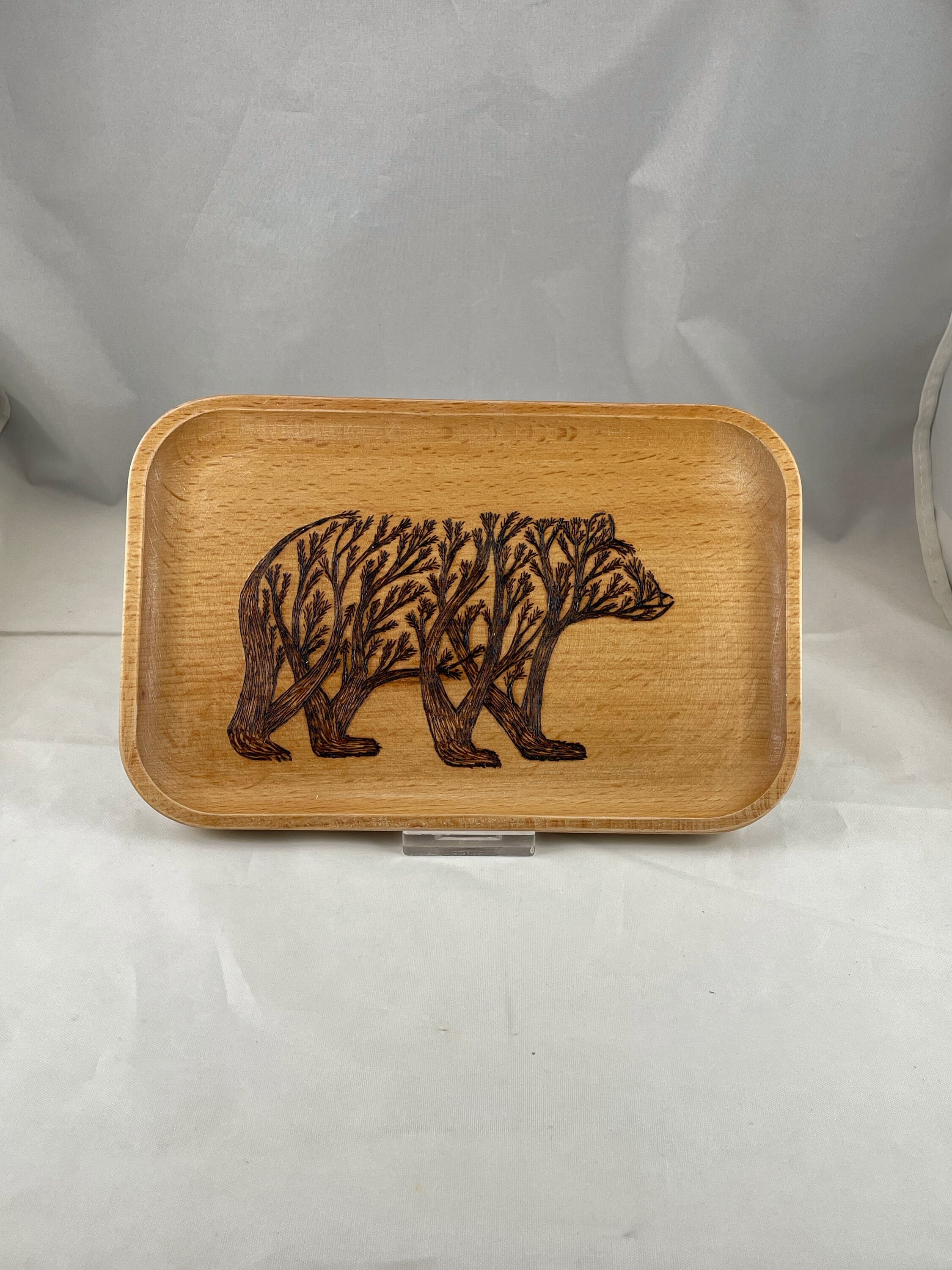 Bear Tree Tray Pyrography Wood Burning Art Weed Pot Marijuana Tray ...