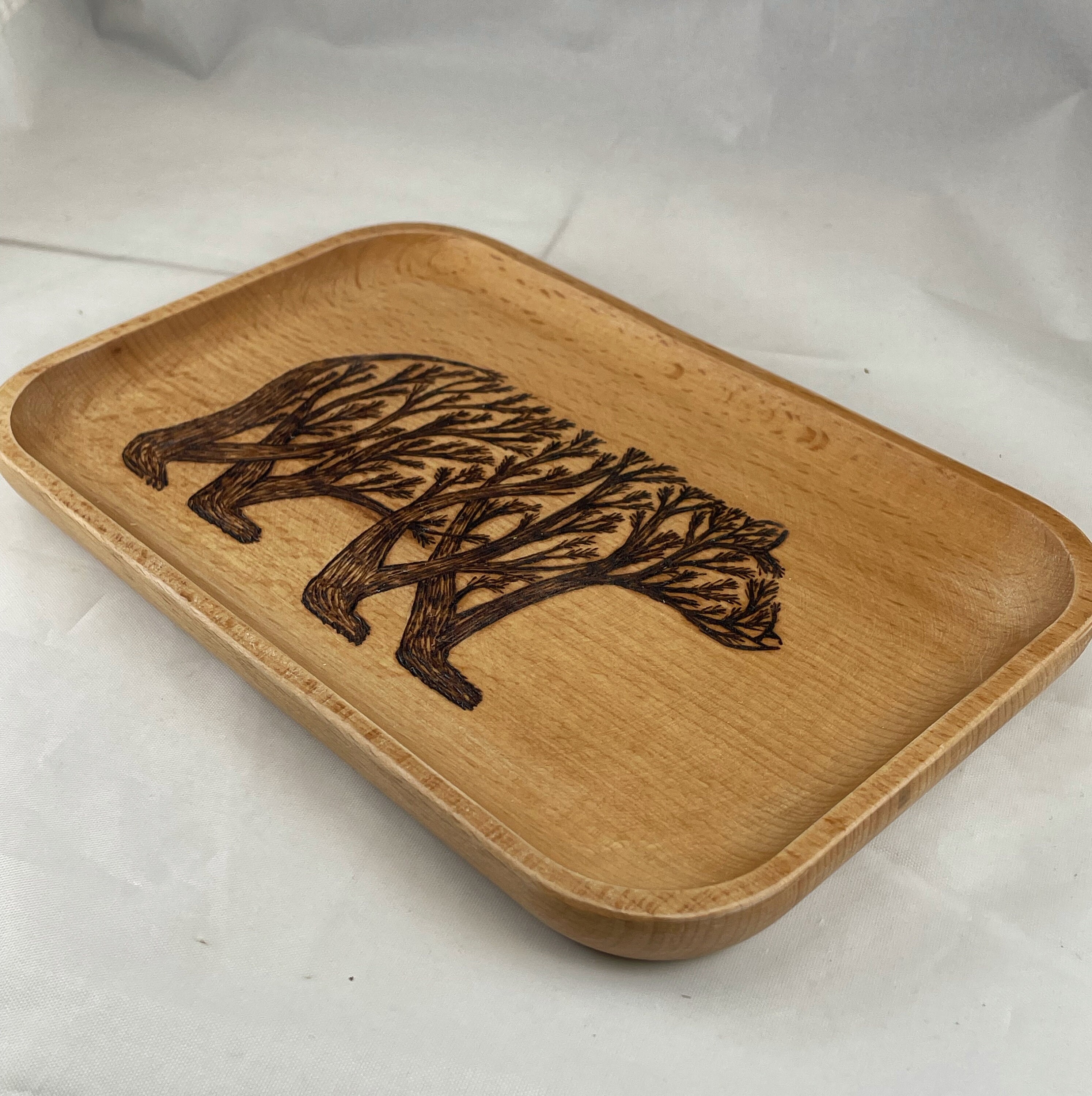 Bear Tree Tray Pyrography Wood Burning Art Weed Pot Marijuana Tray ...