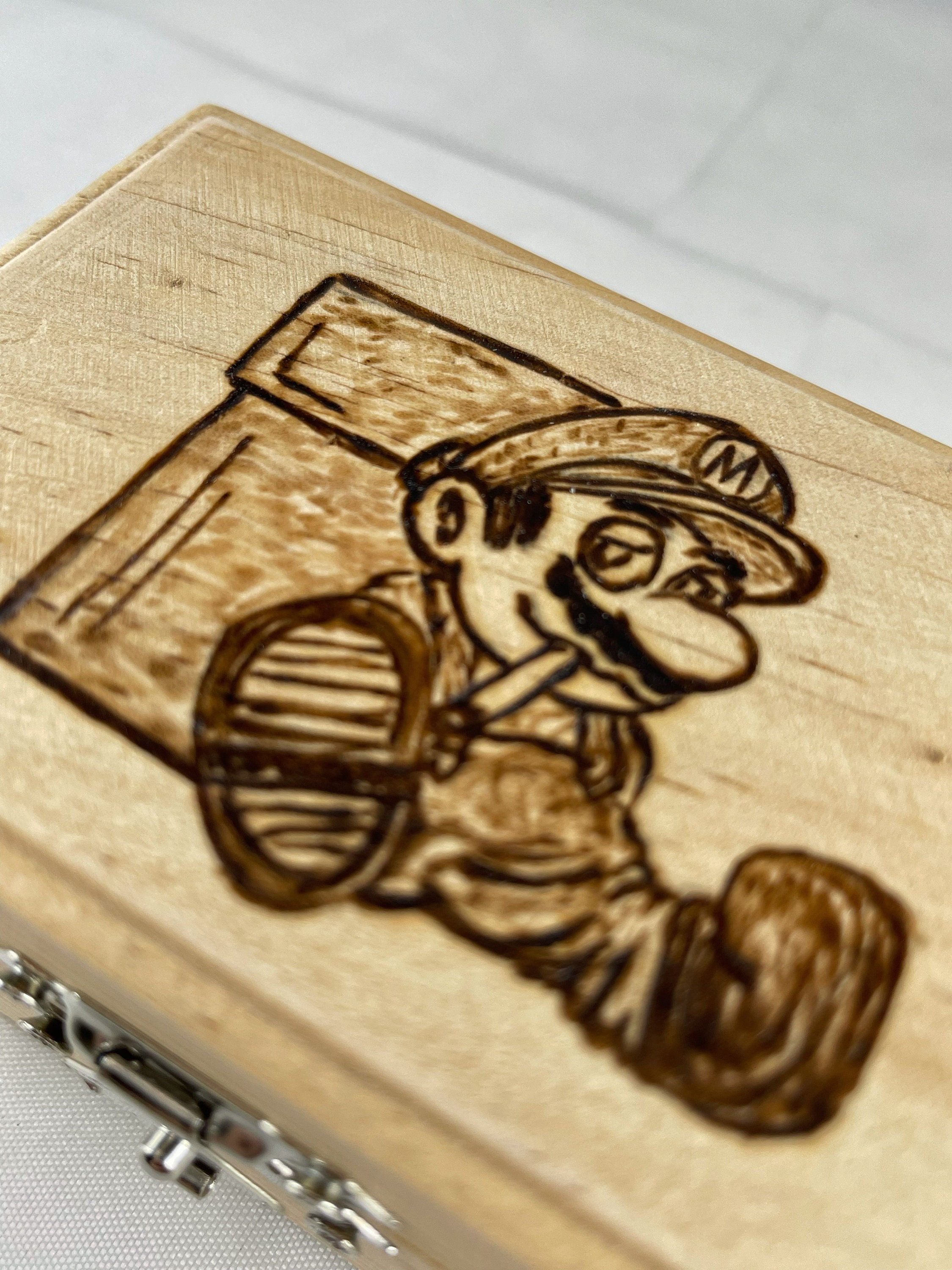 Stoner Mario Wood Burned Trinket Box Pyrography/wood Burning Art Unique ...
