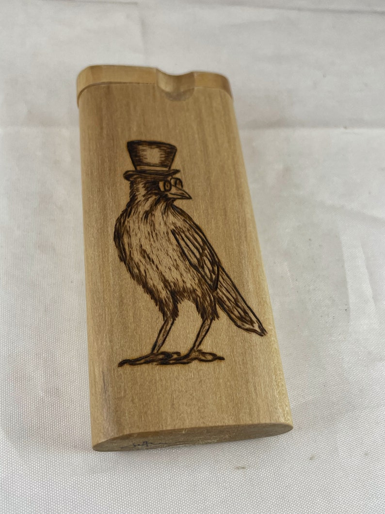 Top Hat Crow Wood Burned Hitter Box Pyrography Wood Burning Art ...