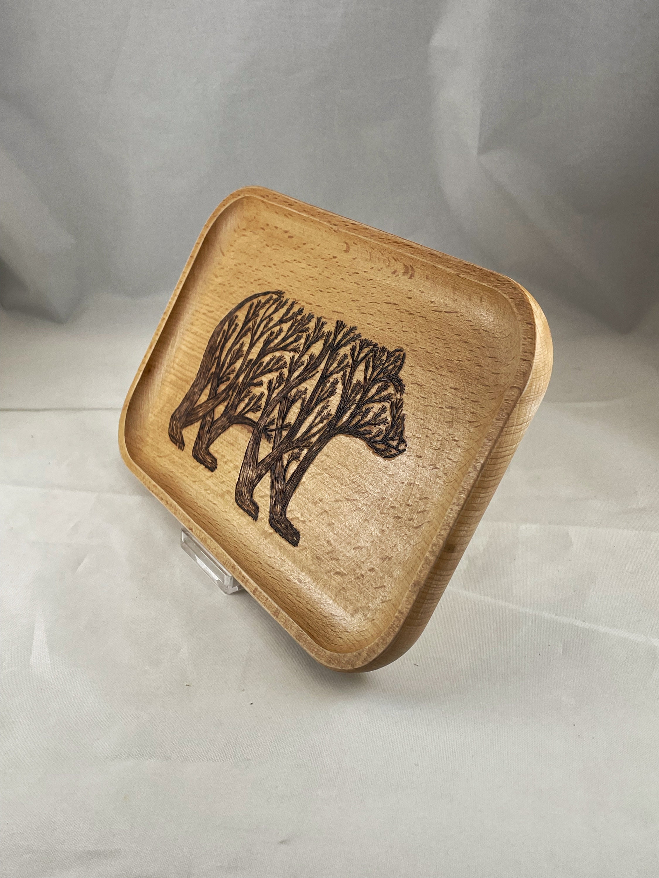 Bear Tree Tray Pyrography Wood Burning Art Weed Pot Marijuana Tray ...