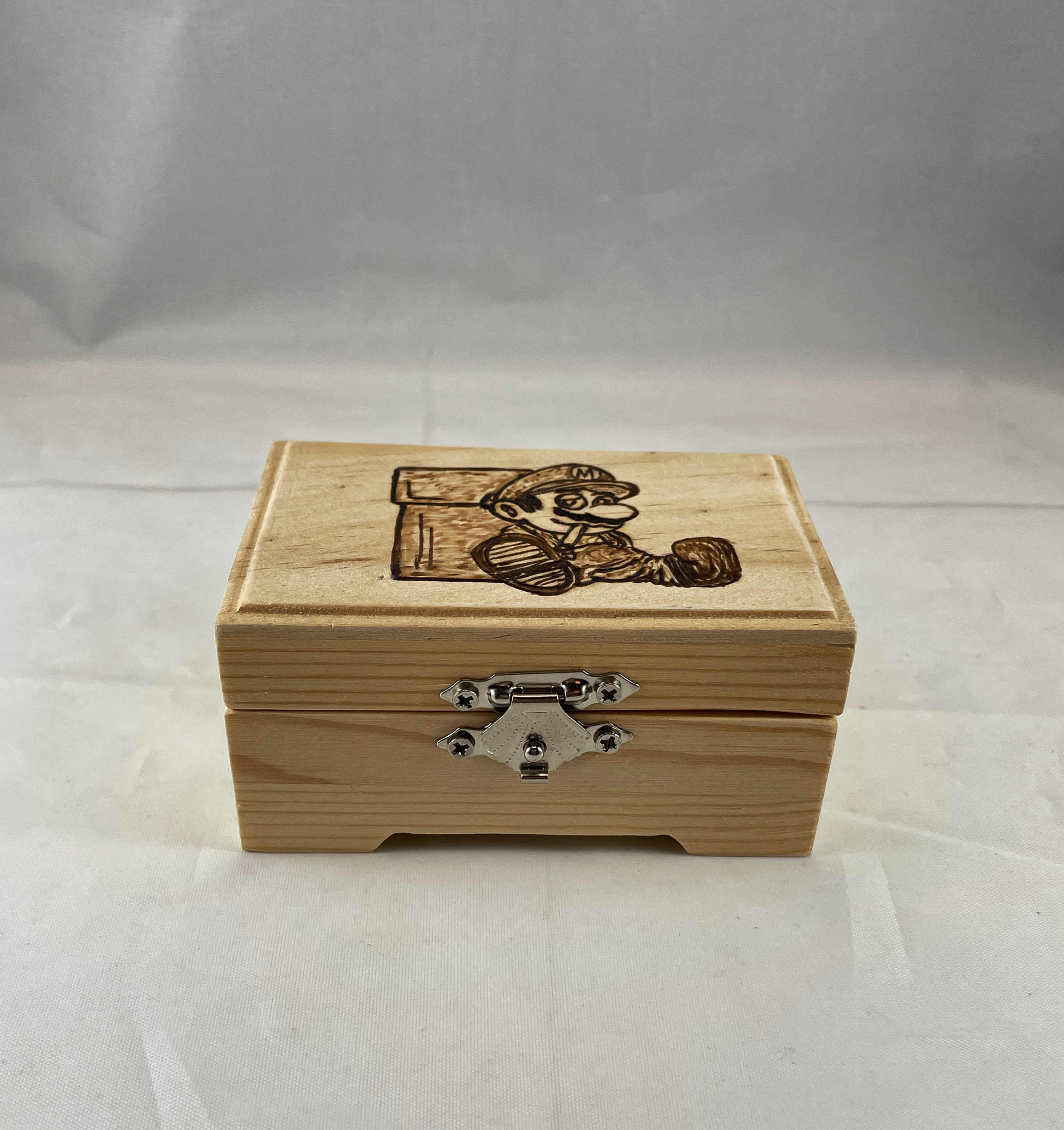 Stoner Mario Wood Burned Trinket Box Pyrography/wood Burning Art Unique ...