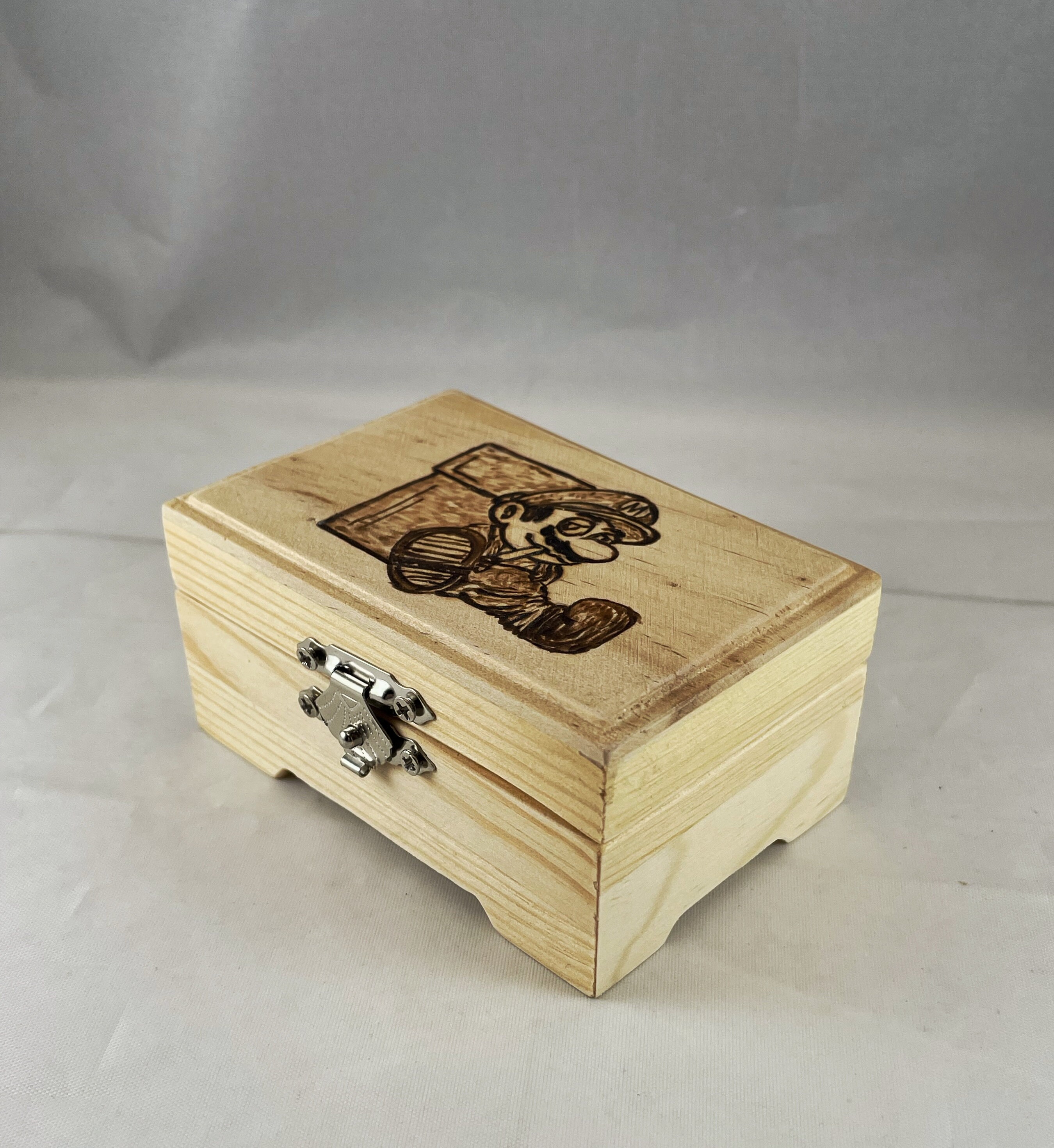 Stoner Mario Wood Burned Trinket Box Pyrography/wood Burning Art Unique ...