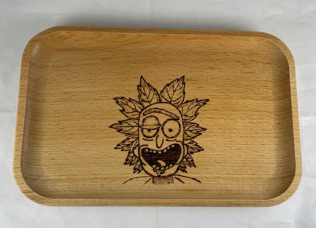 Stoner Rick Rolling Tray / Pyrography Wood Burning Art / Weed - Etsy México