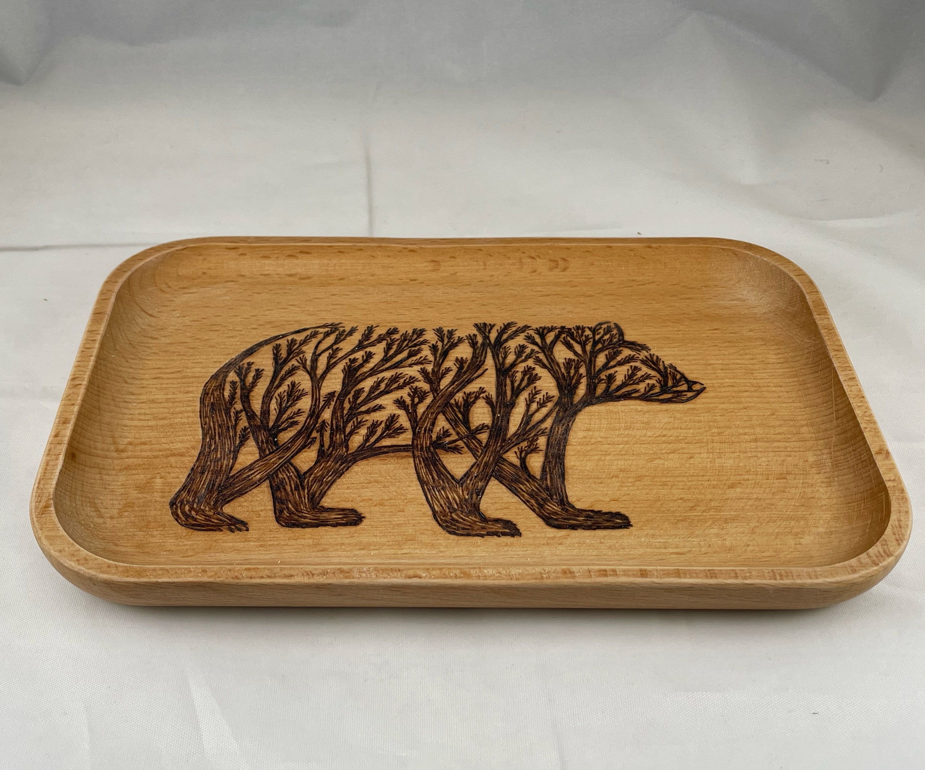 Bear Tree Tray Pyrography Wood Burning Art Weed Pot Marijuana Tray ...