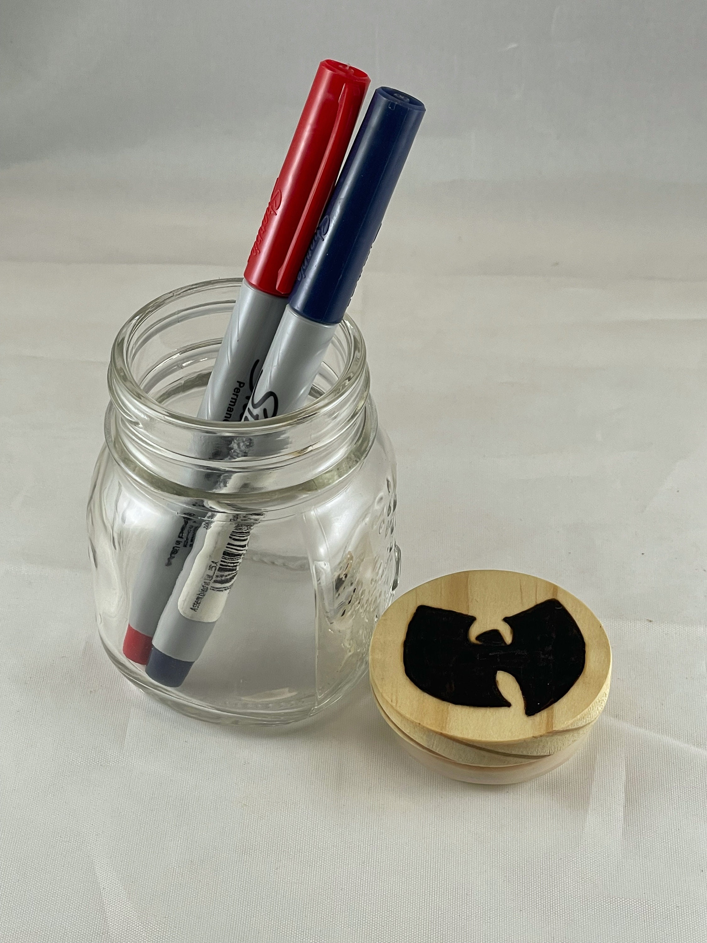 Wu-tang Clan Wood Burned Glass Storage Jar Pyrography Airtight Weed Pot ...