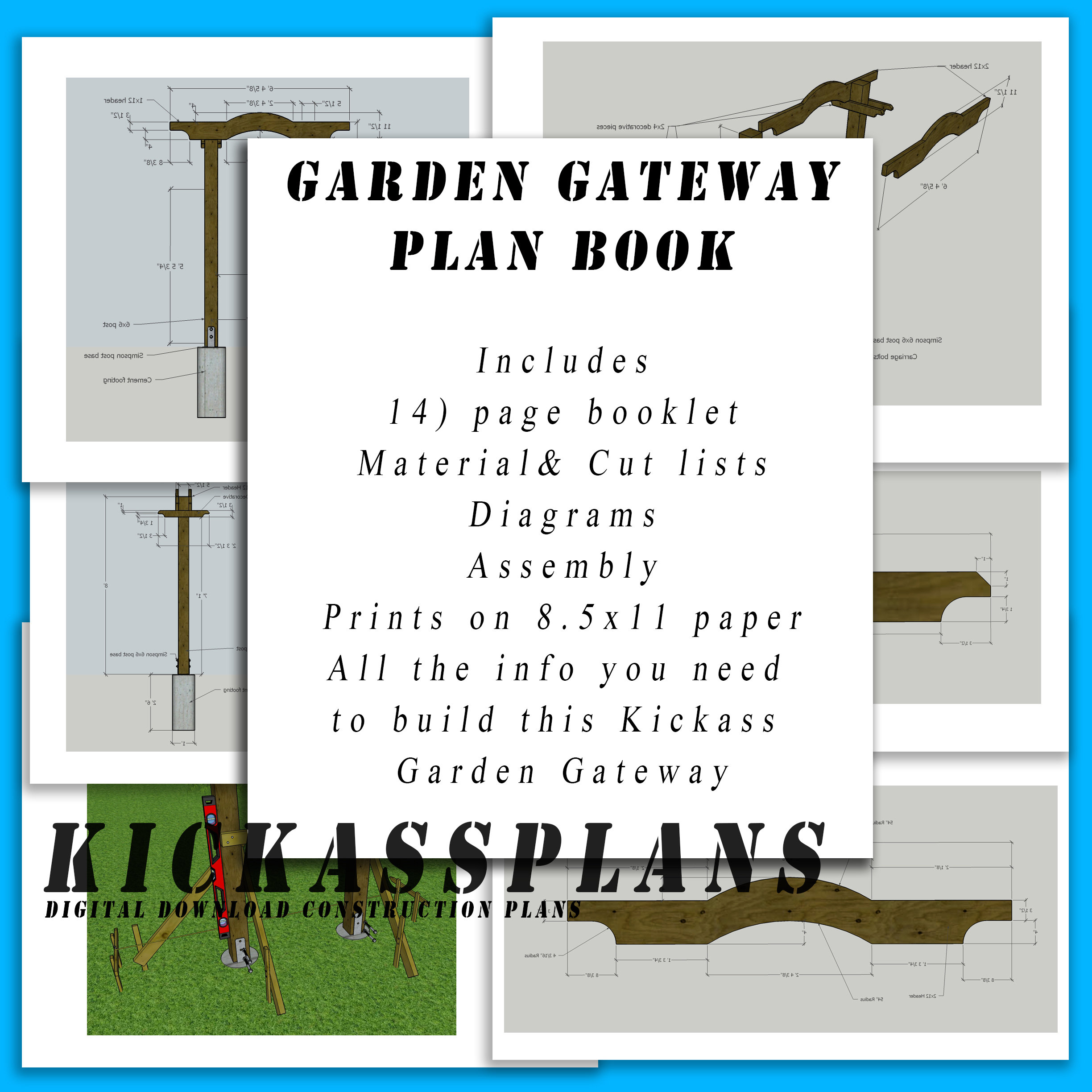 Garden Gateway Design 14pg Plan Book, Wood Shop Project, PDF Digital ...