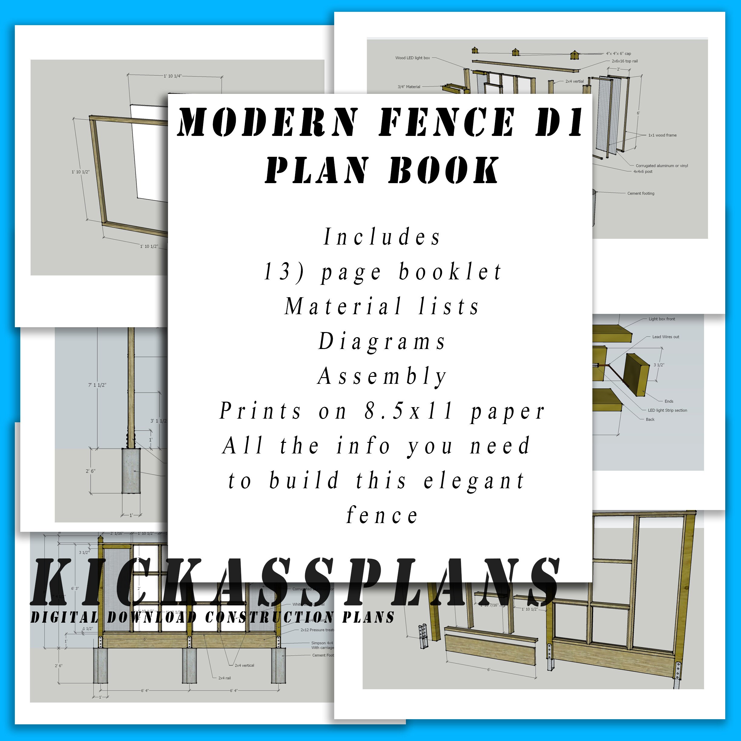 Modern Fence Design Plan Book, Wood Shop Project, PDF Digital Download ...