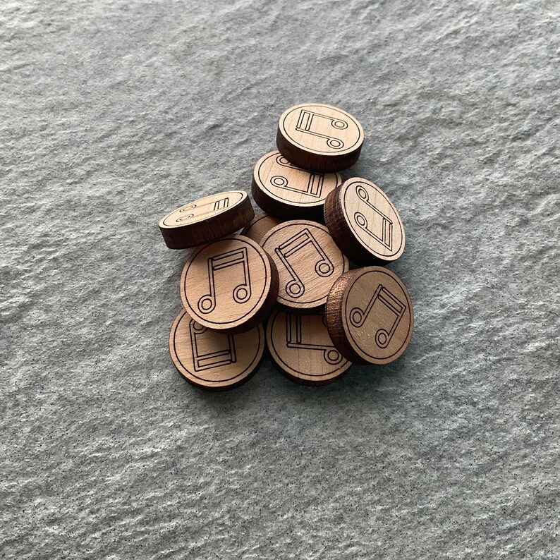 10x Music Note Tokens 20mm Cherry Wood - Etsy