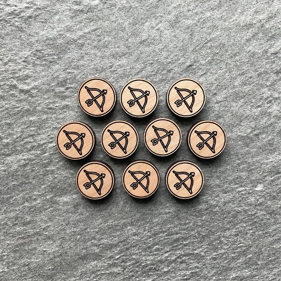 10x Bow Archer Tokens 20mm Cherry Wood | Etsy