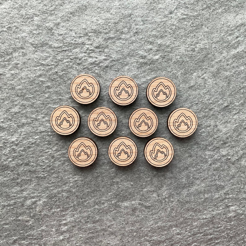 10x Fire Flame Tokens 20mm Cherry Wood - Etsy