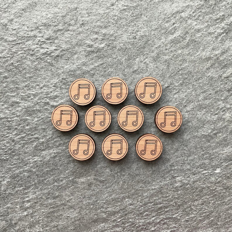 10x Music Note Tokens 20mm Cherry Wood - Etsy