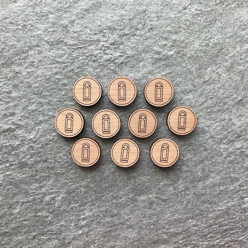 10x Pistol Bullet Tokens 20mm Cherry Wood - Etsy