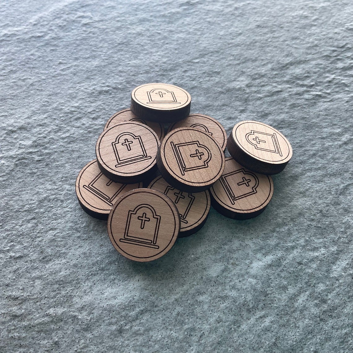 10x Grave Tombstone Tokens 20mm Cherry Wood - Etsy Canada