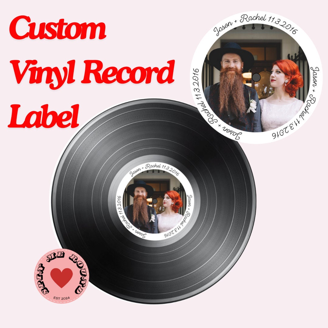 Custom Vinyl Record Sticker Label for 12 Personalised Gift Party Decor ...
