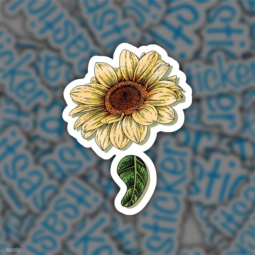 Sunflower Semicolon Sticker, Suicide Prevention, Mental Health, Awareness Sticker - Etsy