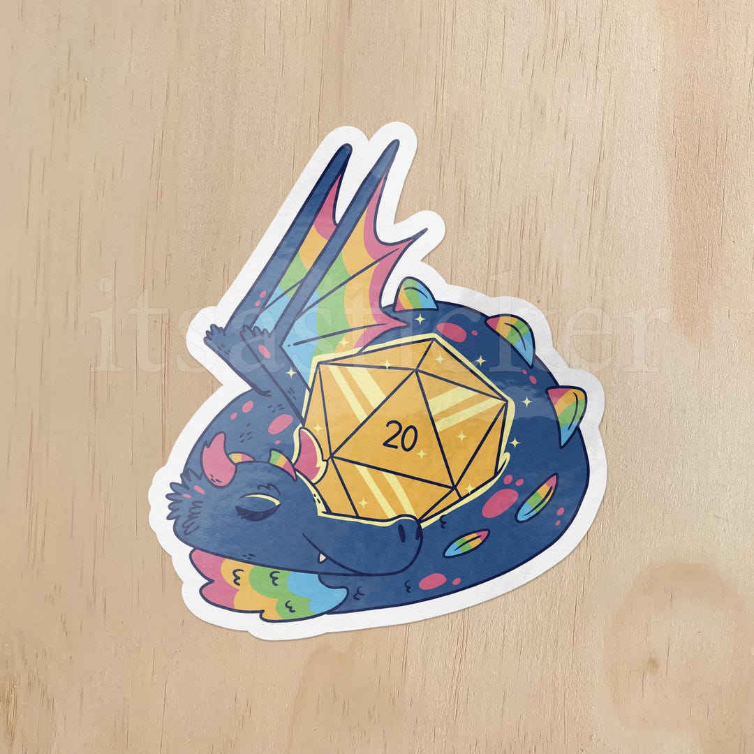 Rainbow Dragon Hoarding Dice Sticker, RPG, Dungeons and Dragons, Dnd ...
