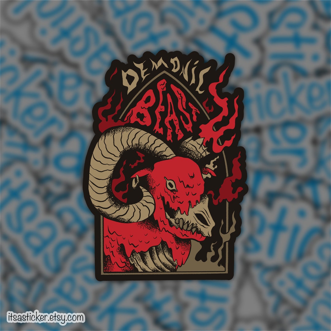 Demonic Beast Sticker, Goth Sticker, Dark Sticker, Hell Sticker, Demon ...