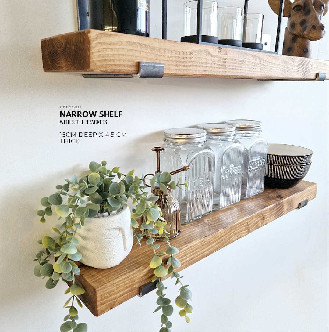 Rustic Pine Shelf: Handmade Solid Wood With Steel Brackets - Etsy UK