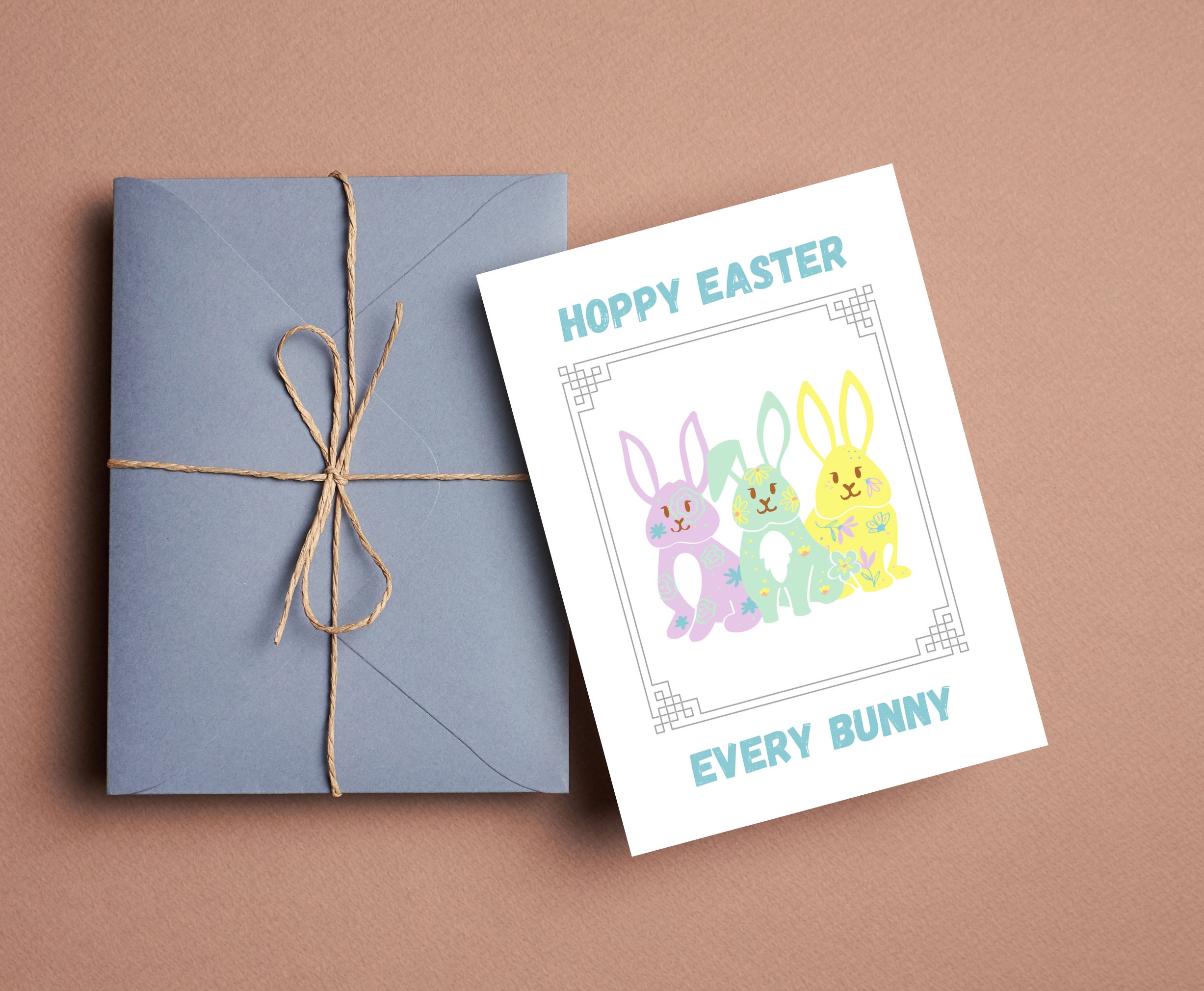 Printable Easter Pun Card | Cute Pastel Bunnies | Instant Digital ...