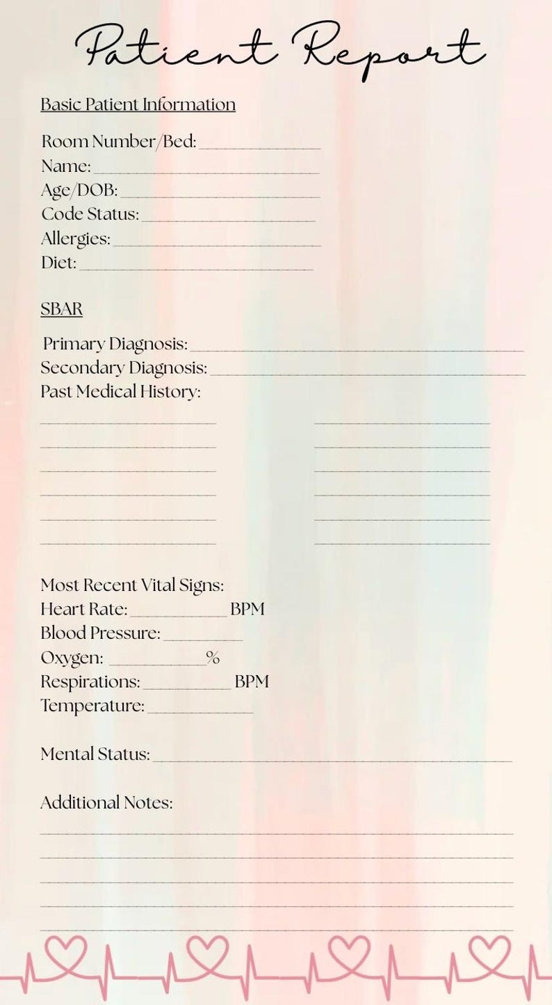 Nurse Report Template - Etsy