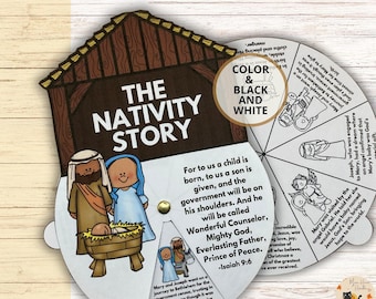 Birth of Jesus Coloring Wheel, Printable Nativity Christmas Activity ...
