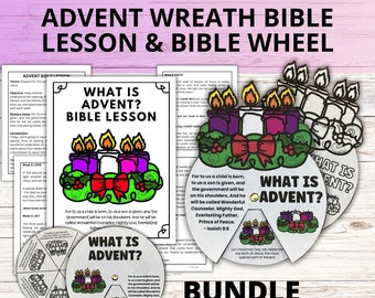 Advent Bible Lesson and Advent Wreath Coloring Christmas Craft Activity ...