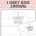 I Obey God Bible Crown Craft Activity Printable, Sunday School Bible ...