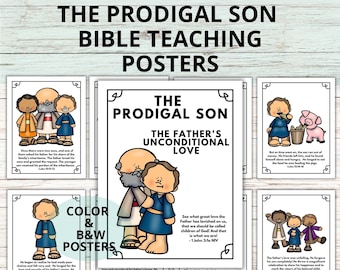 The Prodigal Son Bible Lesson Teaching Posters and Bible Wheel, Sunday ...
