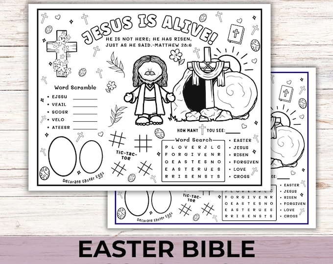 Good Friday Bible Activity Coloring Placemat, Christian Easter Sunday ...