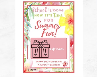 Printable End of the Year Teacher Gift Card Holder: | Etsy
