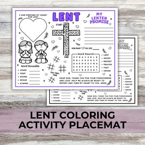 Lent Bible Activity Coloring Placemat, Easter Sunday School Activity ...