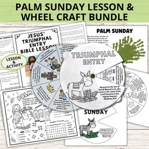 Palm Sunday Bible Lesson and Story Wheel Craft Bundle, Triumphal Entry ...