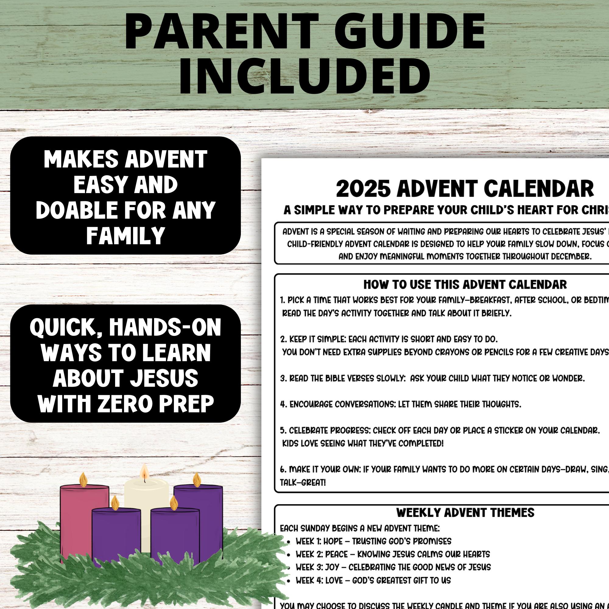 Kids Christian Advent Calendar 2025, Bible Advent Activities for Kids ...