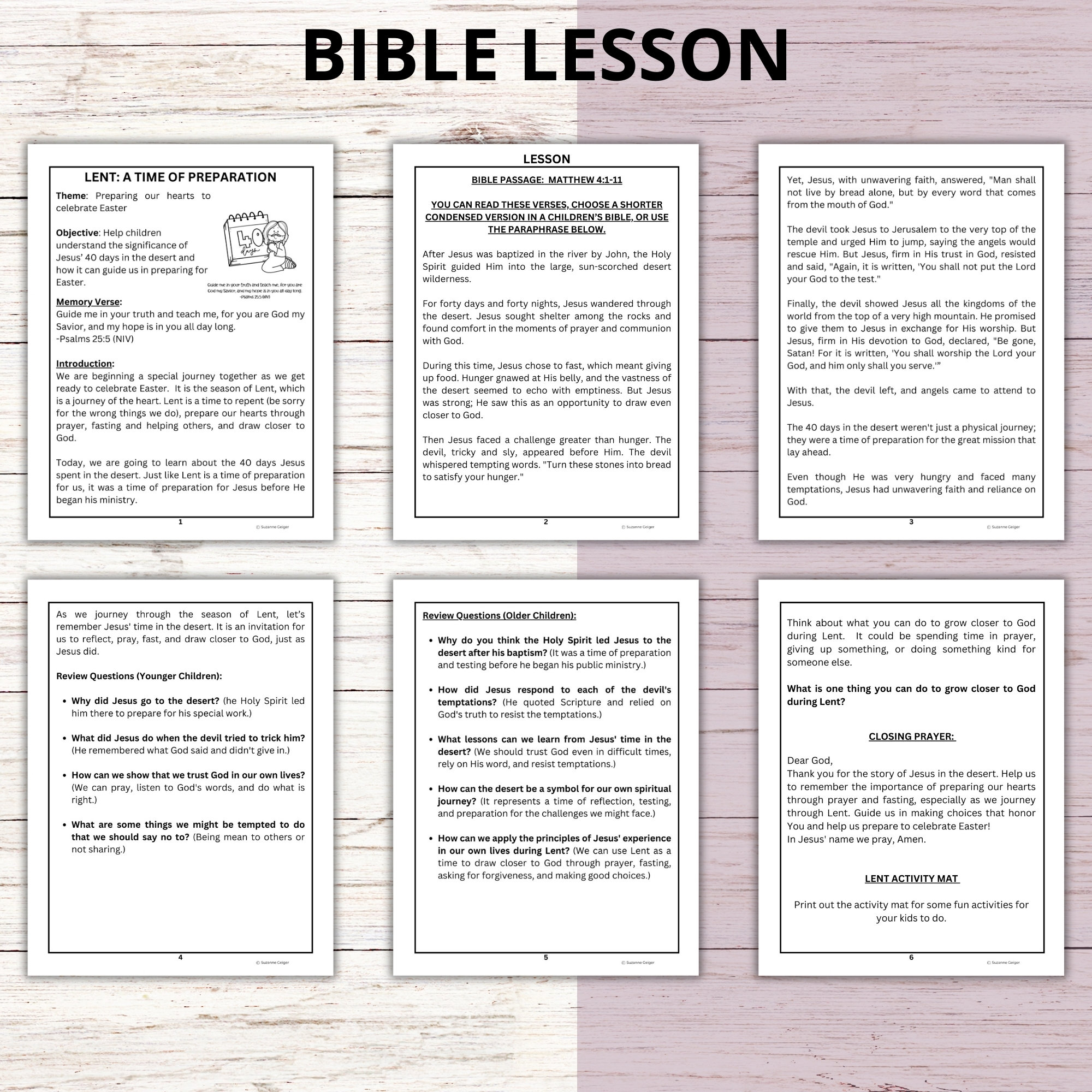 Lent Bible Lesson, Lent Preparation Lesson for Kids, Jesus 40 Days in ...