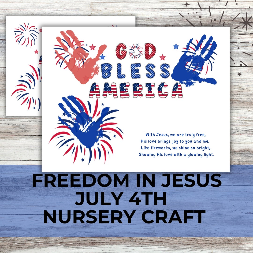 4th of July God Bless America Church Nursery Handprint Craft, DIY ...