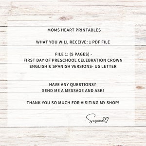 First Day of Preschool Crown Craft Activity Printable, English and ...