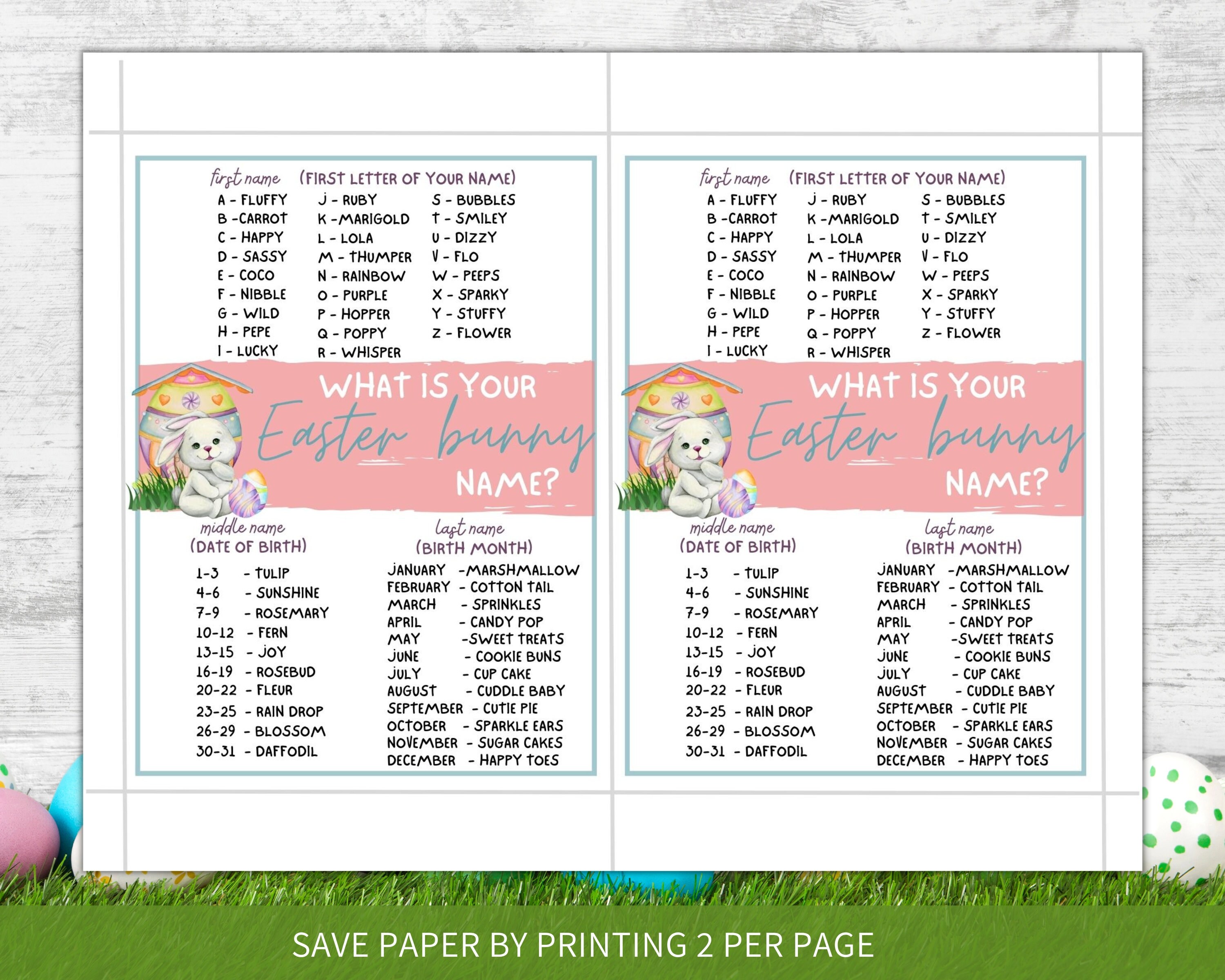 What's Your Bunny Name, Easter Bunny Name Game for Kids and Adults ...