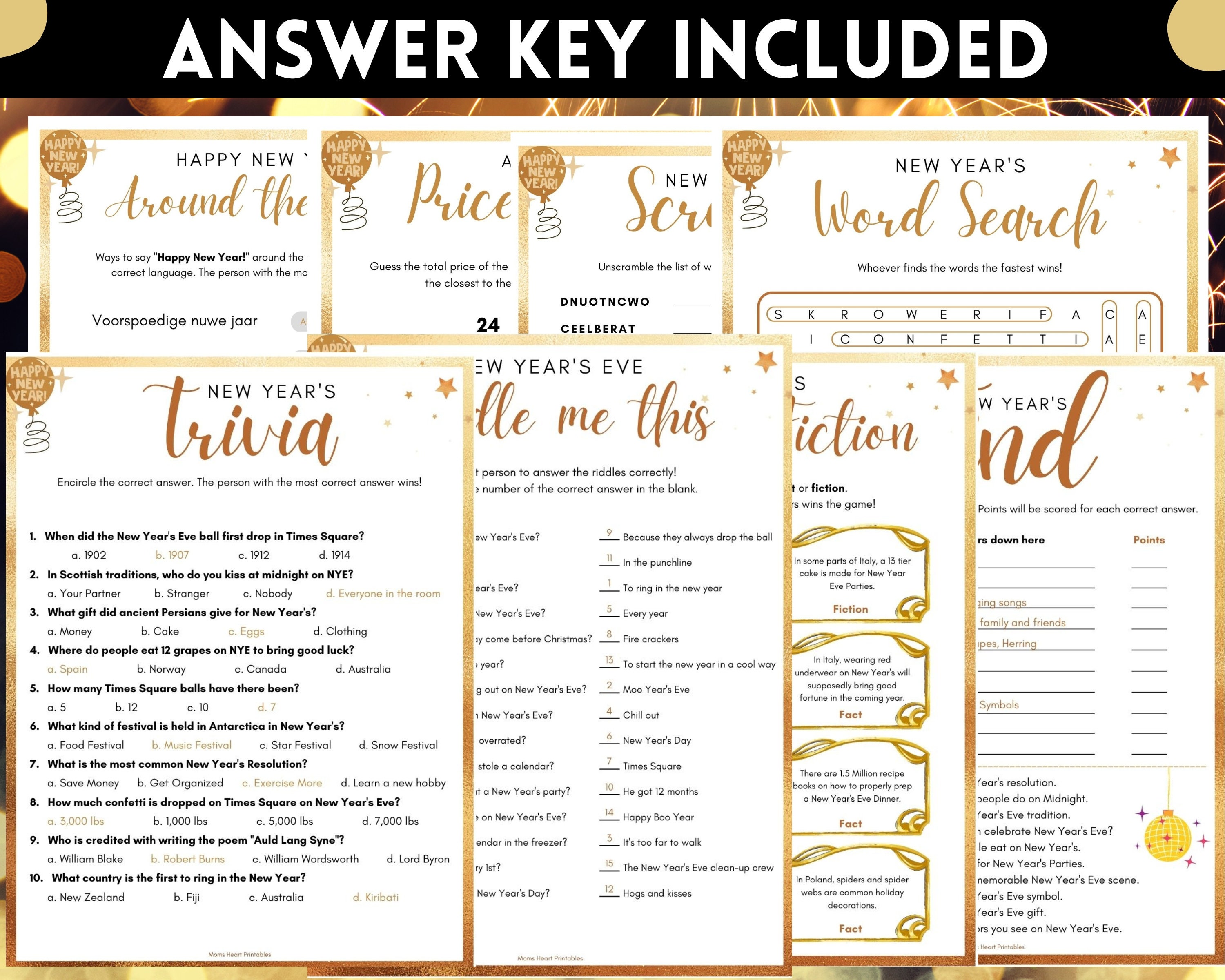 Printable New Years Eve Games for Families, New Years Games for Teens ...